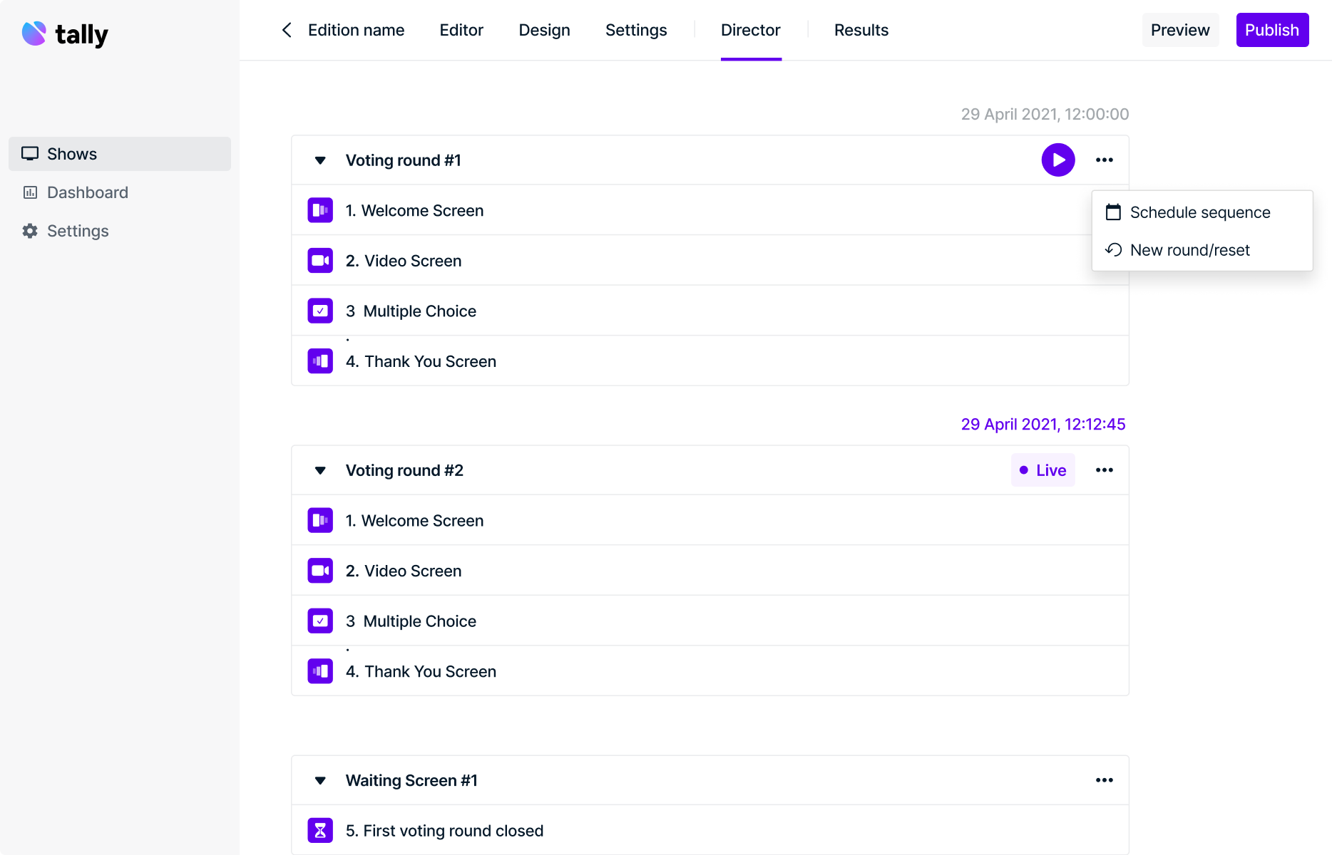 Tally | Interaction platform for broadcasts at any scale